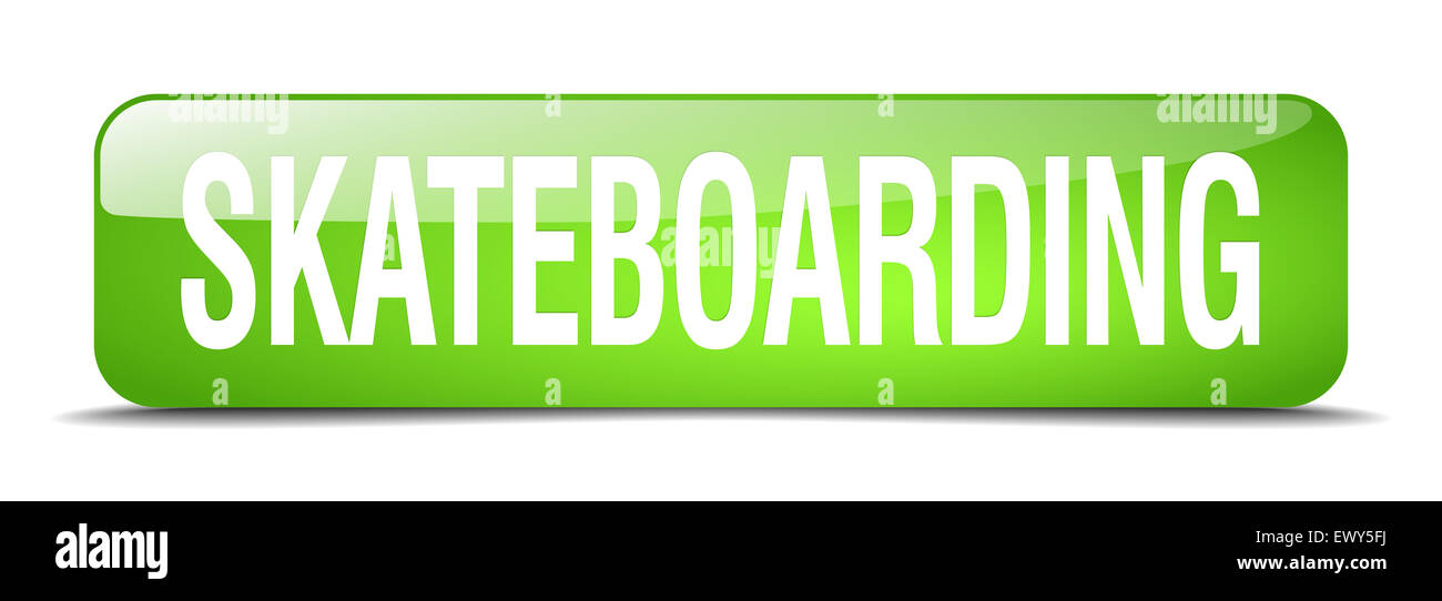 skateboarding green square 3d realistic isolated web button Stock Photo ...