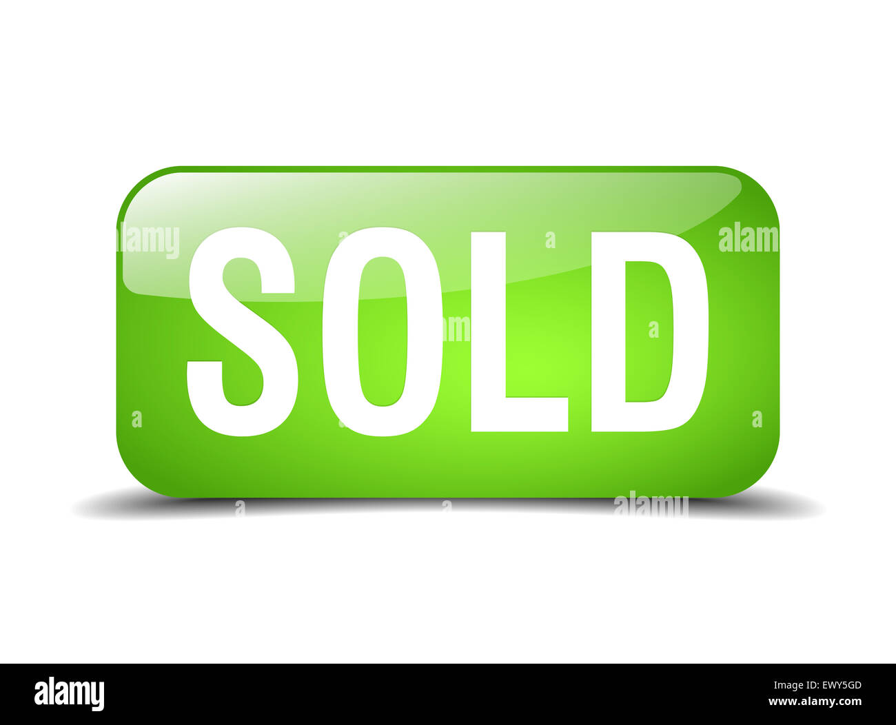 sold green square 3d realistic isolated web button Stock Photo - Alamy