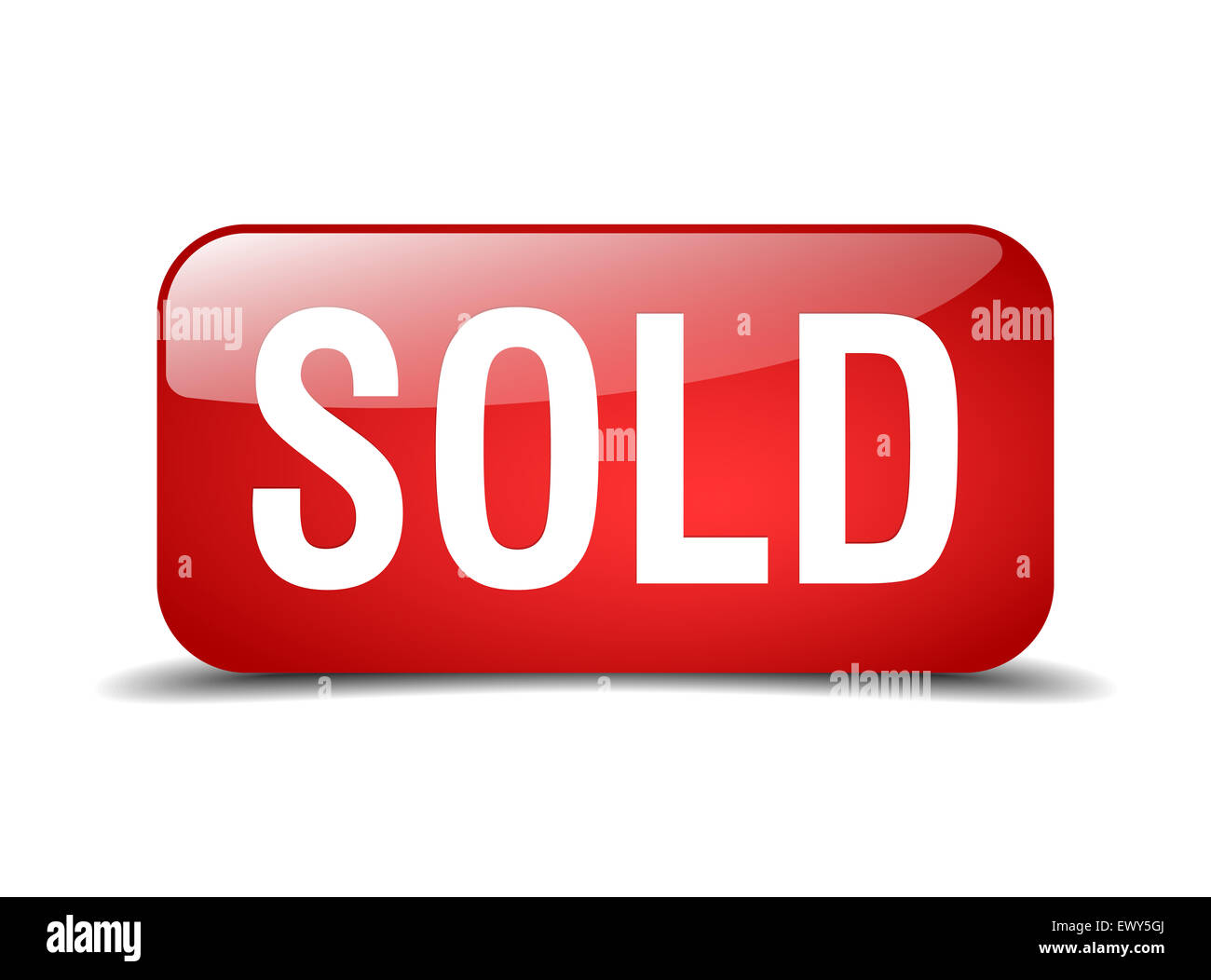 sold red square 3d realistic isolated web button Stock Photo - Alamy