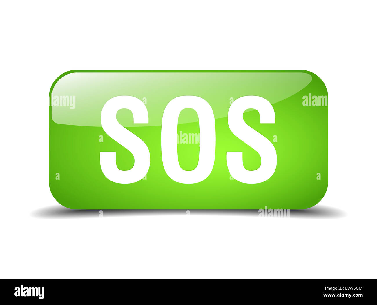 sos green square 3d realistic isolated web button Stock Photo - Alamy