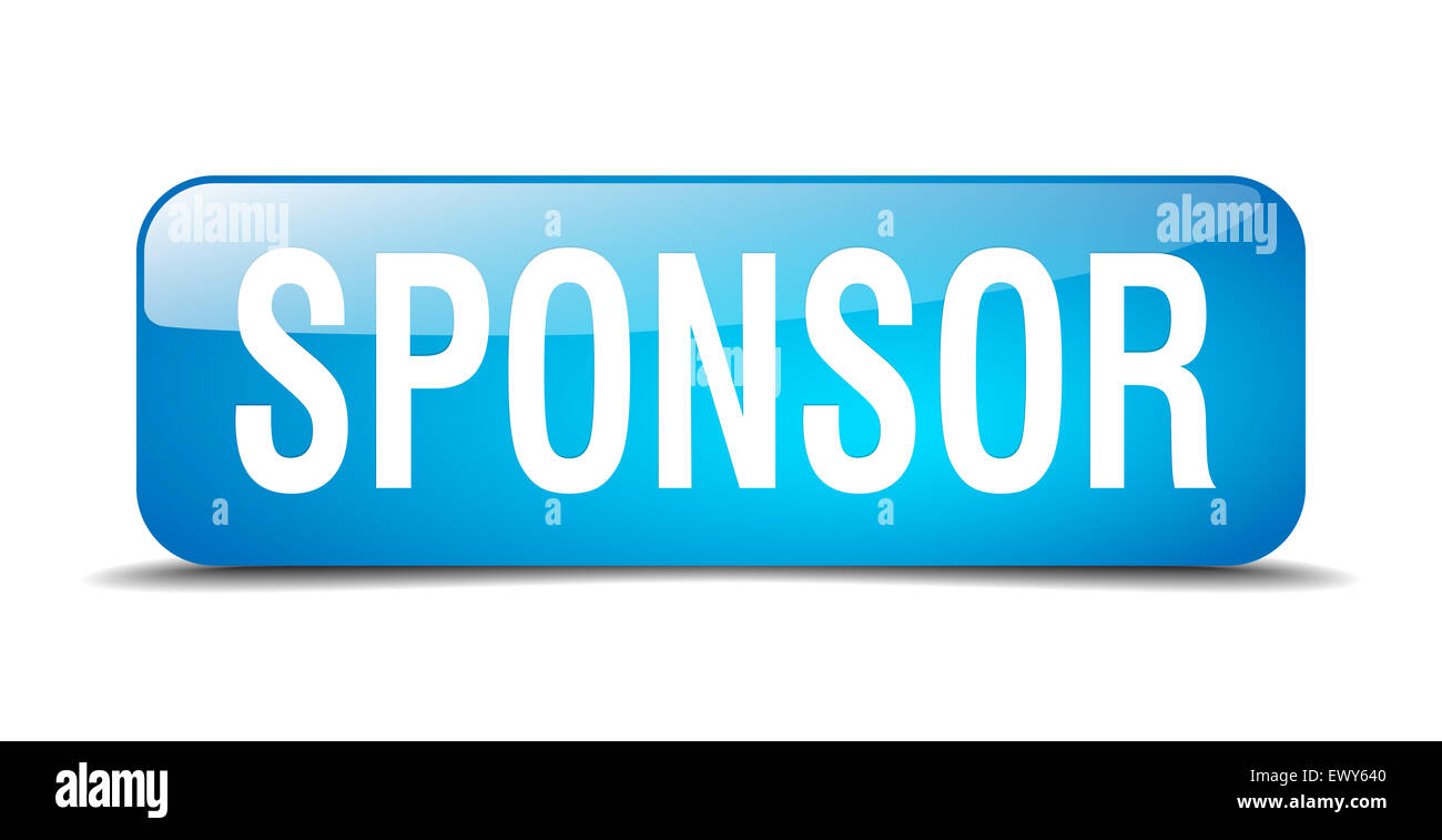 sponsor blue square 3d realistic isolated web button Stock Photo - Alamy