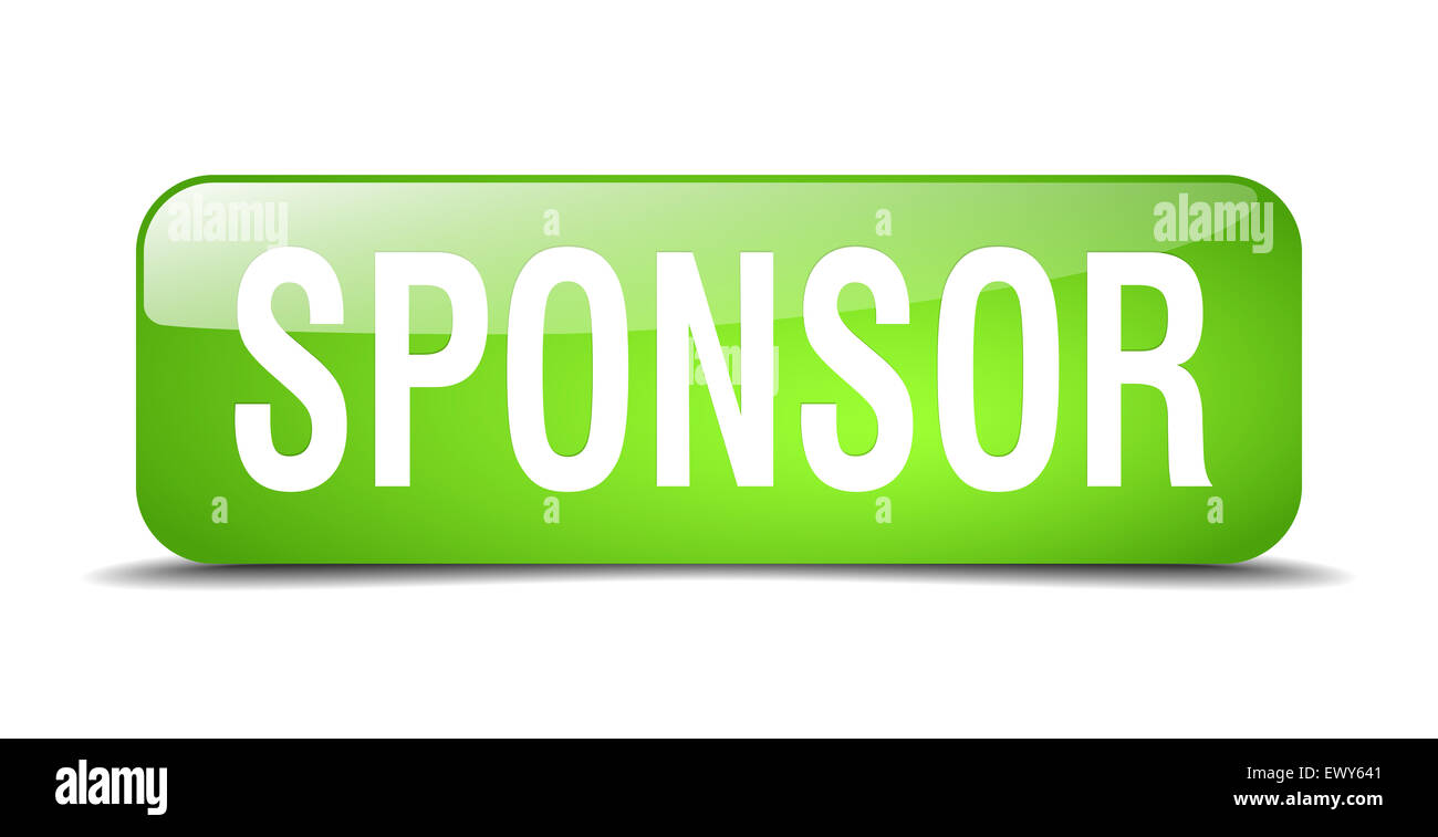 sponsor green square 3d realistic isolated web button Stock Photo - Alamy