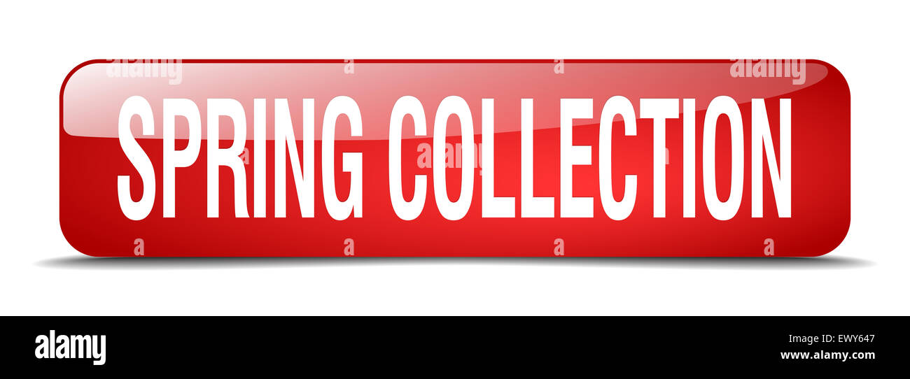 spring collection red square 3d realistic isolated web button Stock ...