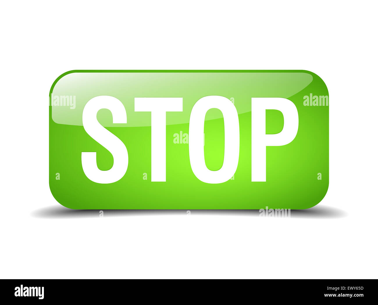 stop green square 3d realistic isolated web button Stock Photo - Alamy