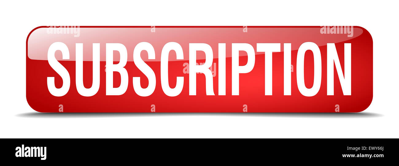 subscription red square 3d realistic isolated web button Stock Photo ...