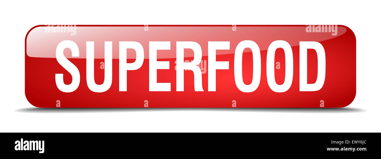 superfood red square 3d realistic isolated web button Stock Photo - Alamy