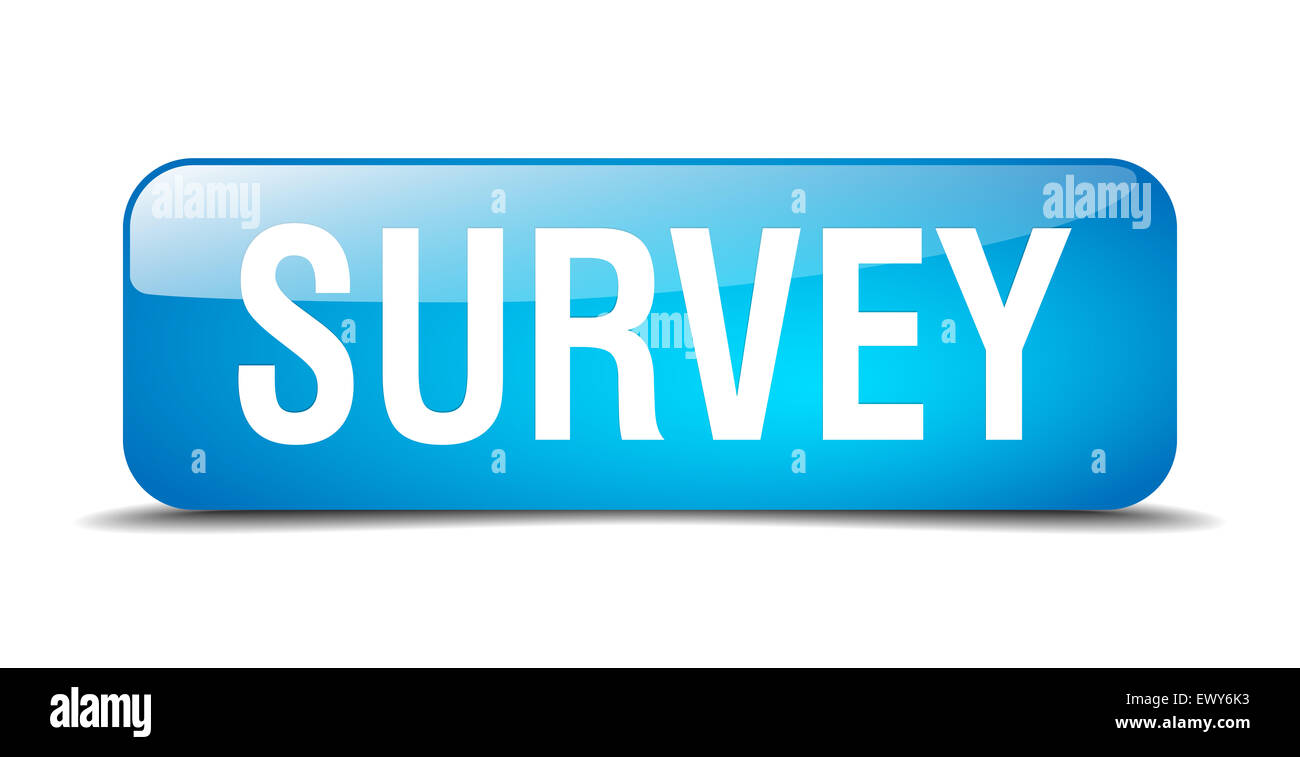 survey blue square 3d realistic isolated web button Stock Photo - Alamy