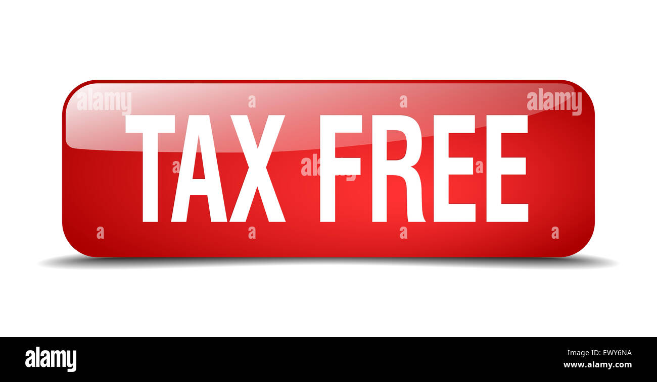 tax free red square 3d realistic isolated web button Stock Photo - Alamy
