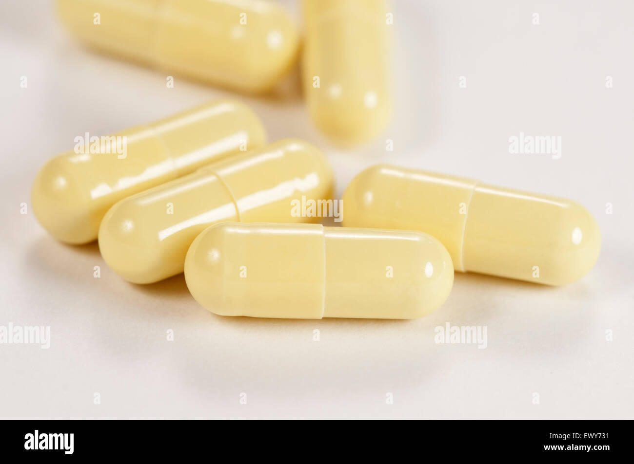 Capsulas of antibiotic over light background, macro shot Stock Photo ...