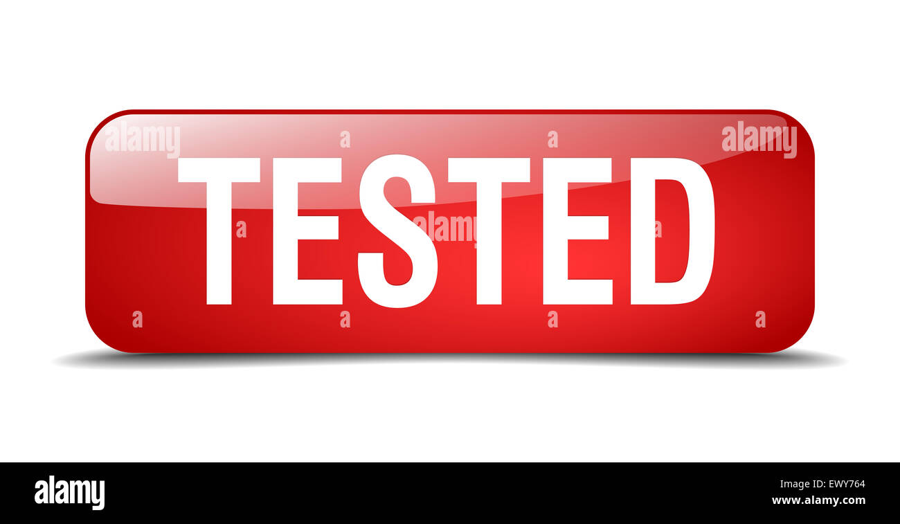 tested red square 3d realistic isolated web button Stock Photo - Alamy