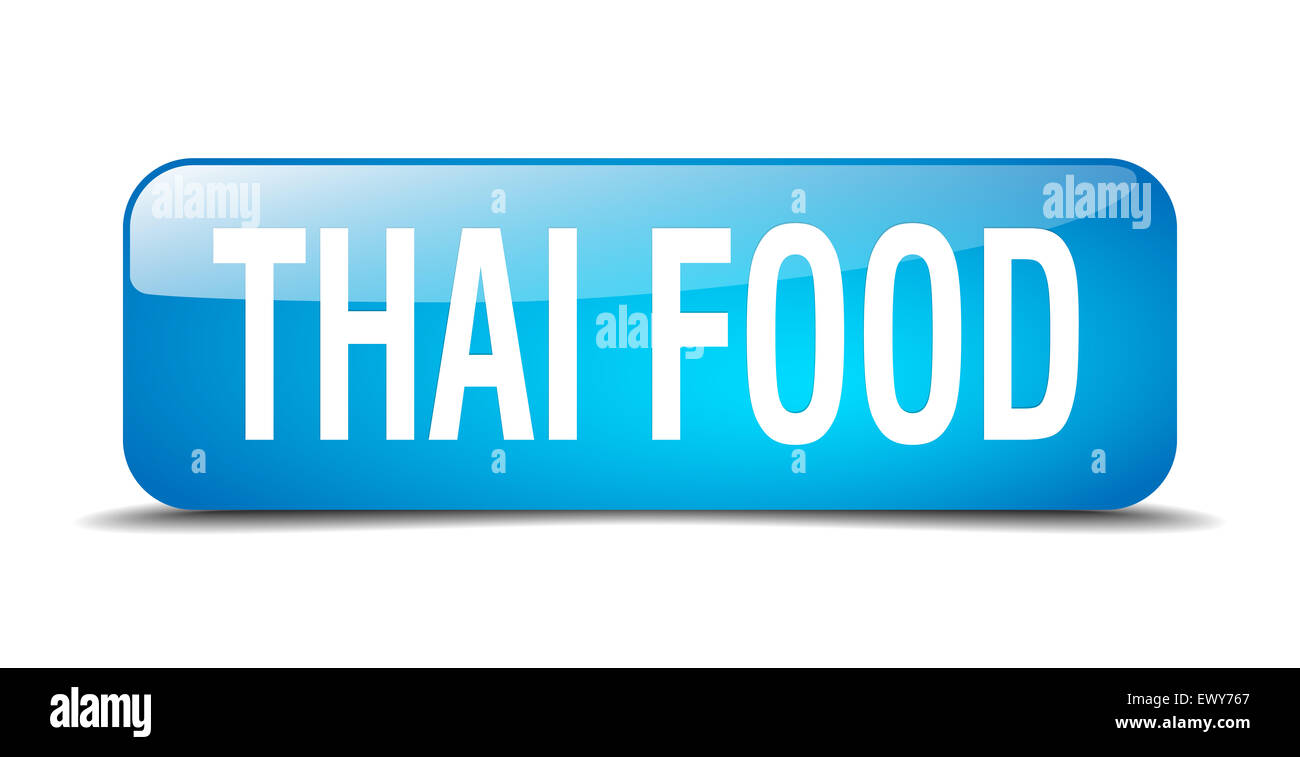 thai food blue square 3d realistic isolated web button Stock Photo - Alamy