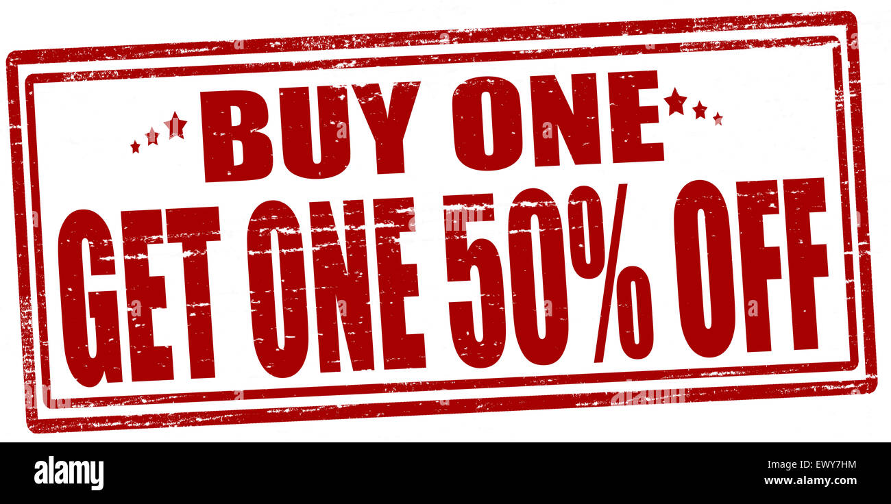 Stamp with text buy one get one inside, illustration Stock Photo - Alamy