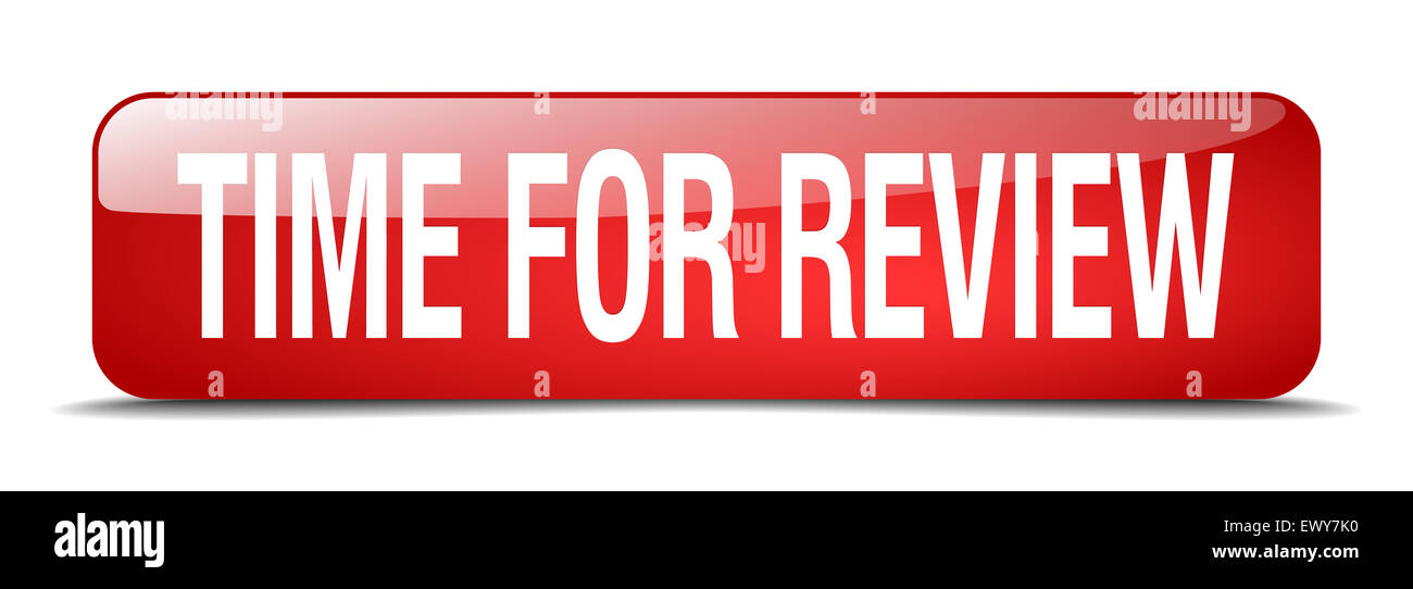 time for review red square 3d realistic isolated web button Stock Photo ...