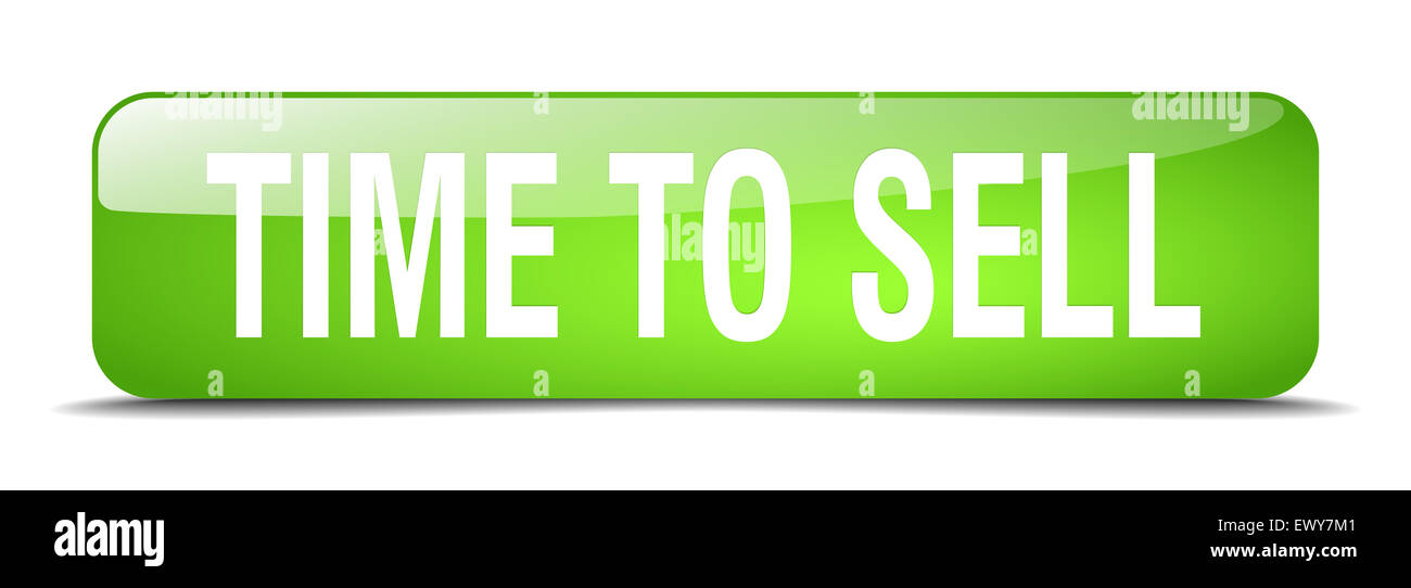time to sell green square 3d realistic isolated web button Stock Photo - Alamy