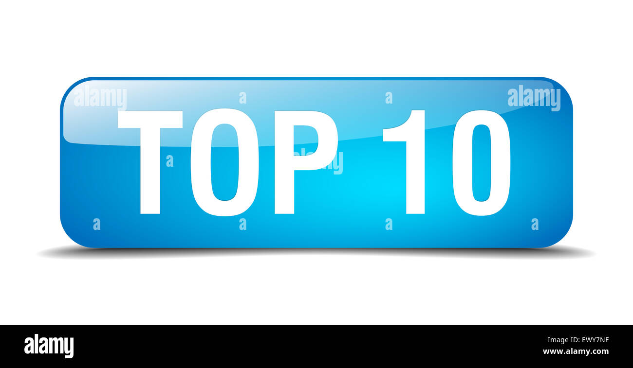 top 10 blue square 3d realistic isolated web button Stock Photo - Alamy
