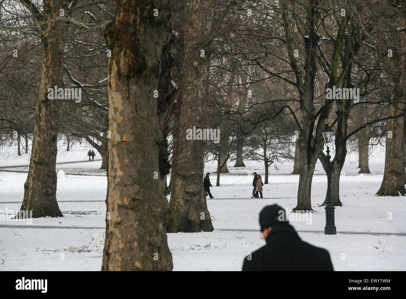Snow scene in February at Green Park, London, England. Europe Stock ...