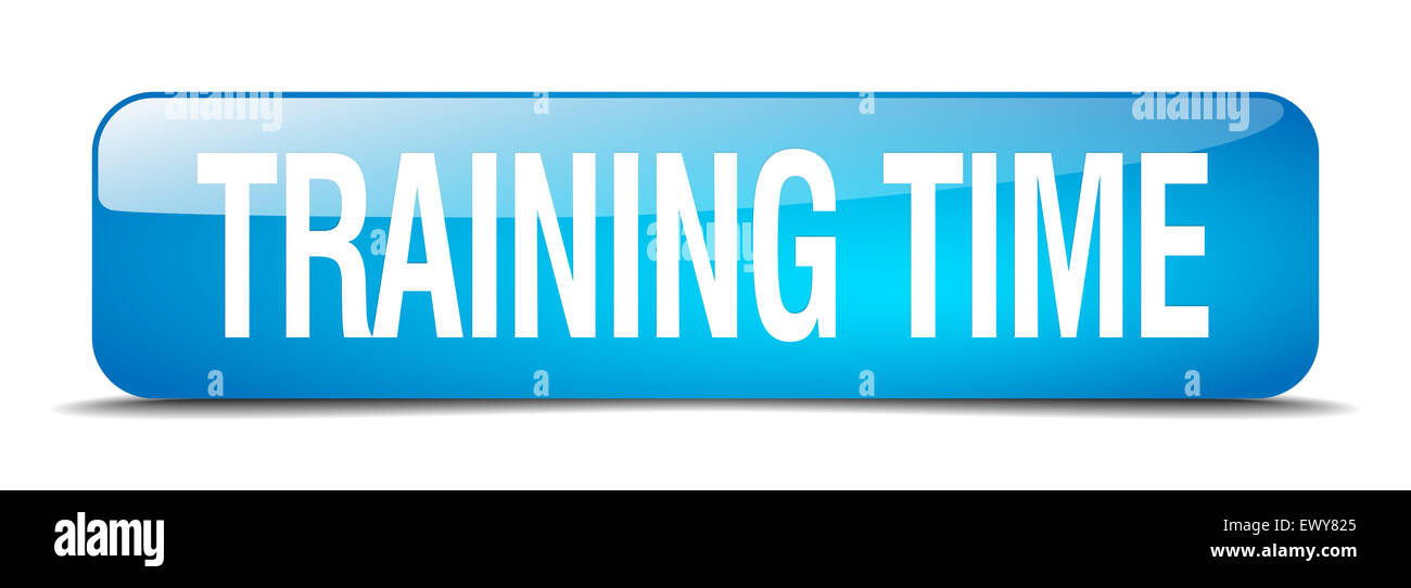 training time blue square 3d realistic isolated web button Stock Photo ...