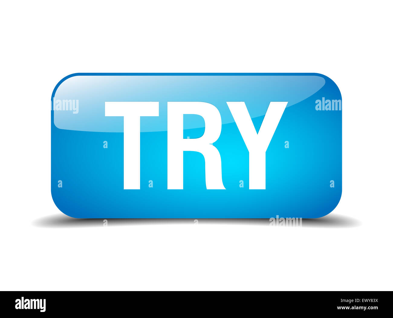 try blue square 3d realistic isolated web button Stock Photo - Alamy