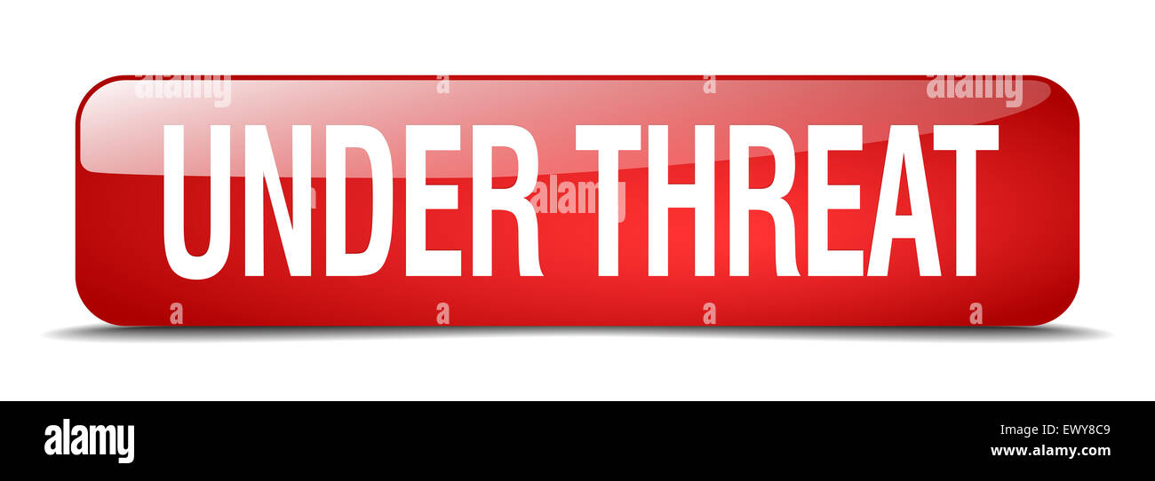 under threat red square 3d realistic isolated web button Stock Photo ...