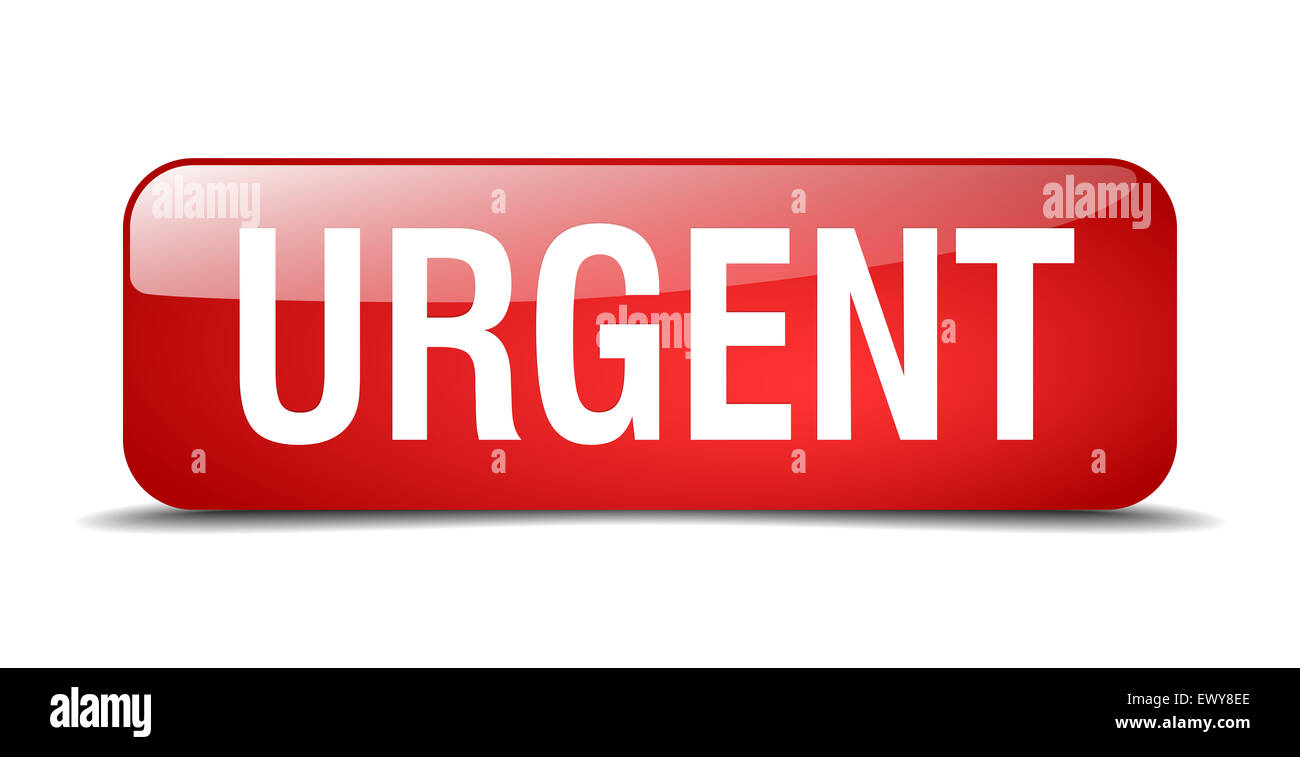 urgent red square 3d realistic isolated web button Stock Photo - Alamy