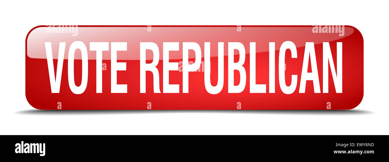 vote republican red square 3d realistic isolated web button Stock Photo ...