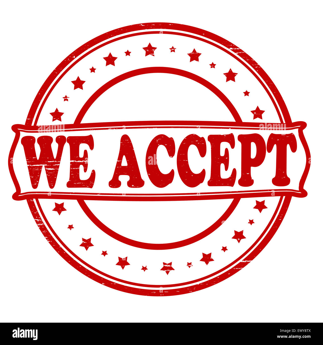 Stamp with text we accept inside, illustration Stock Photo - Alamy