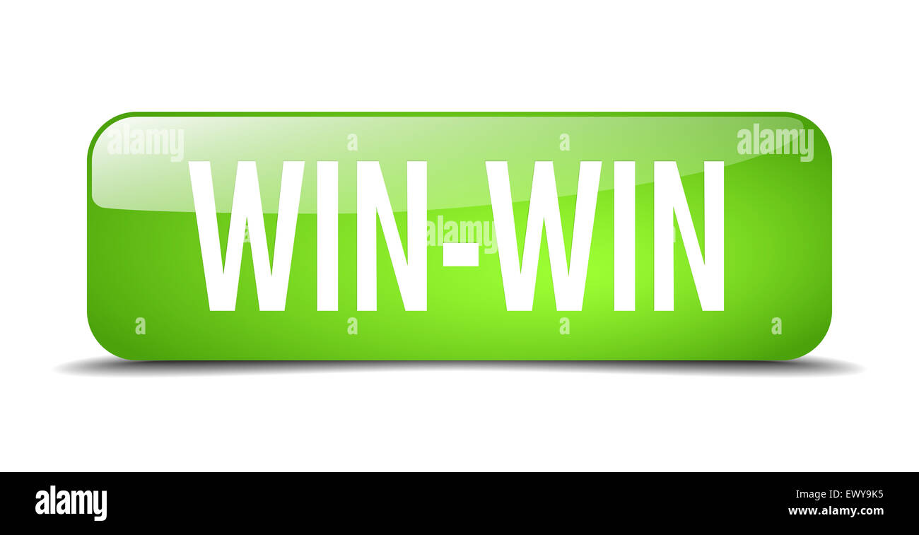 win-win green square 3d realistic isolated web button Stock Photo - Alamy