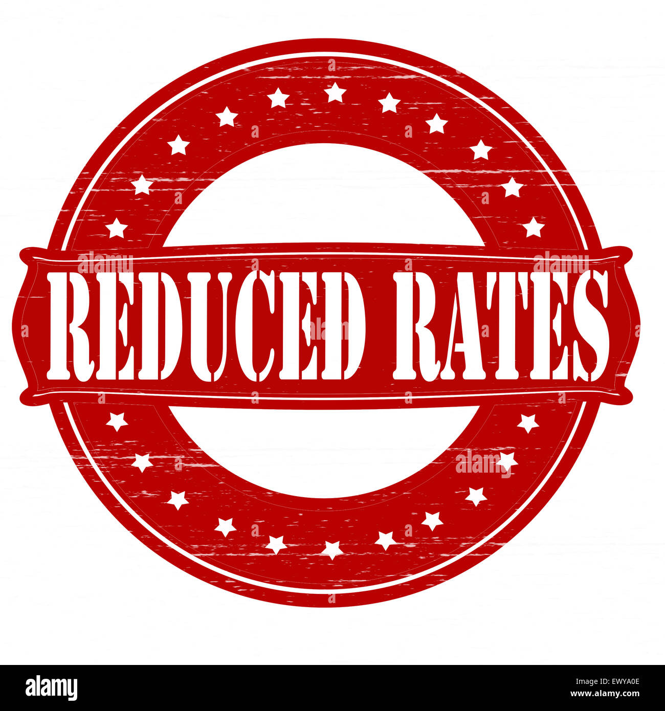 Stamp with text reduced rates inside, illustration Stock Photo - Alamy