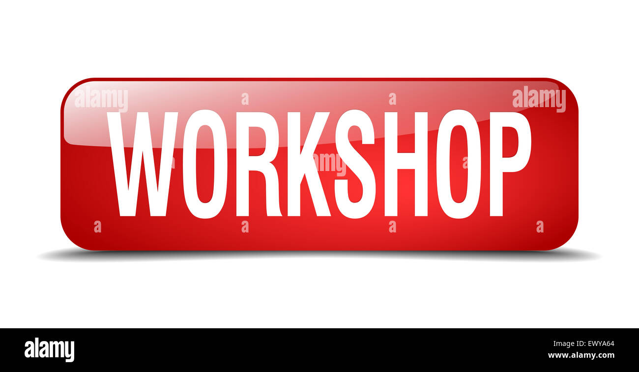 workshop red square 3d realistic isolated web button Stock Photo - Alamy