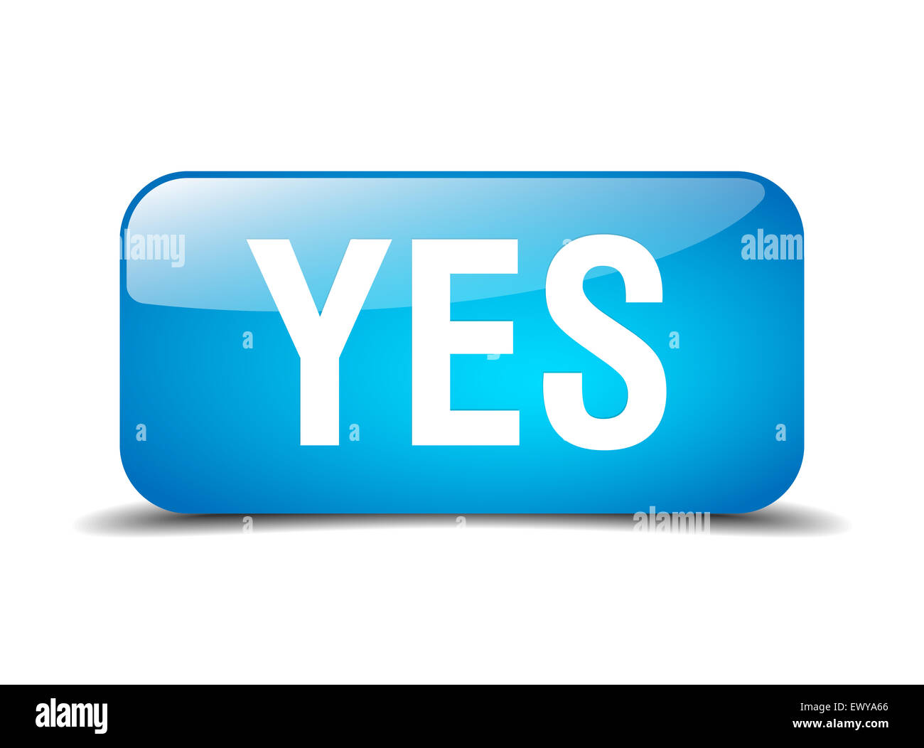 yes blue square 3d realistic isolated web button Stock Photo - Alamy