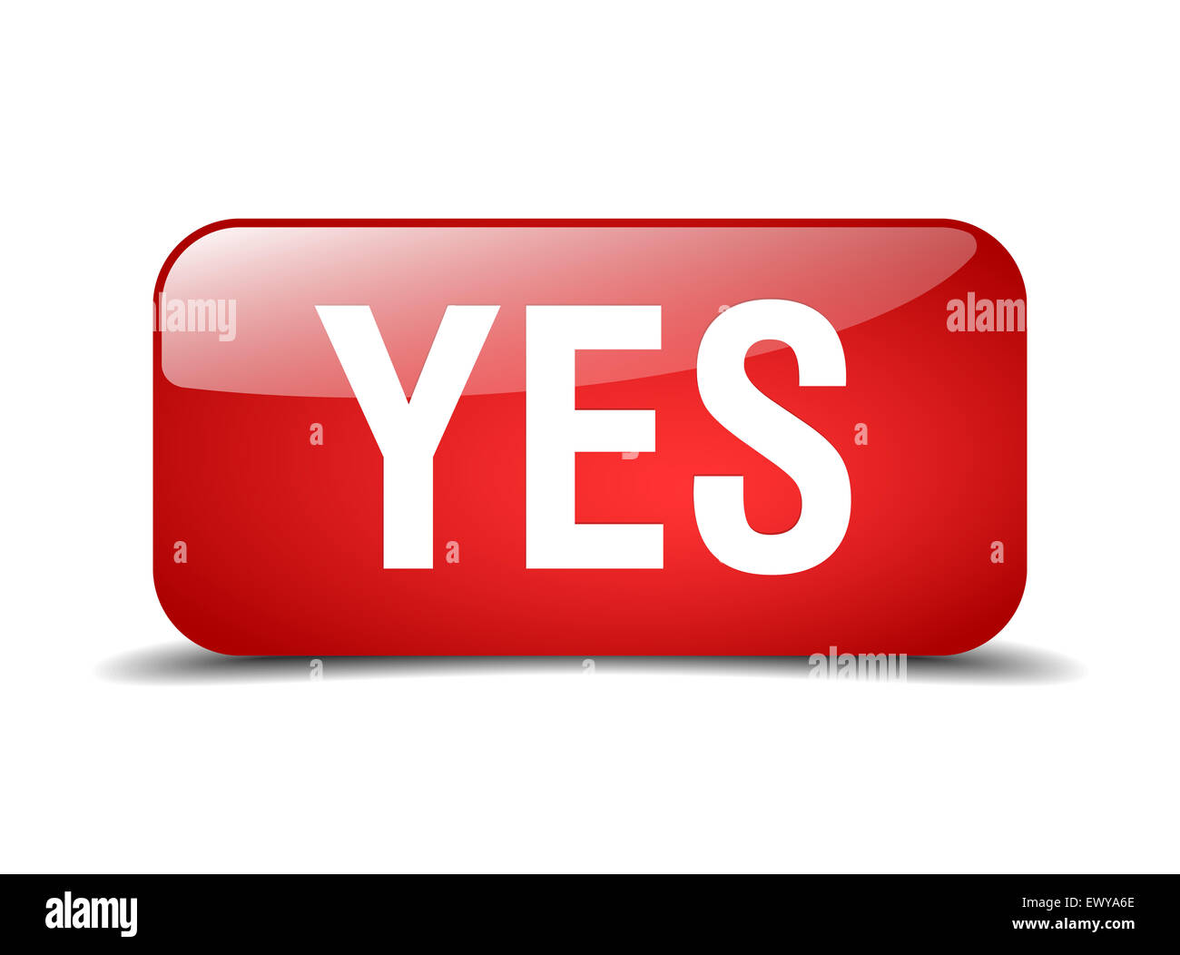 yes red square 3d realistic isolated web button Stock Photo - Alamy