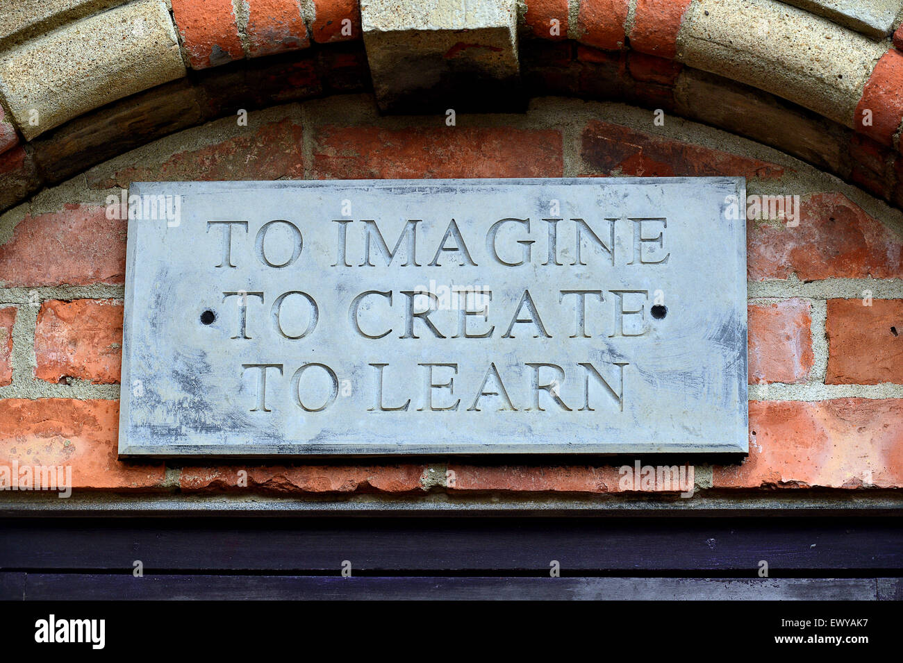 Engraved stone sign outside the Verbal Arts Centre in Londonderry ...
