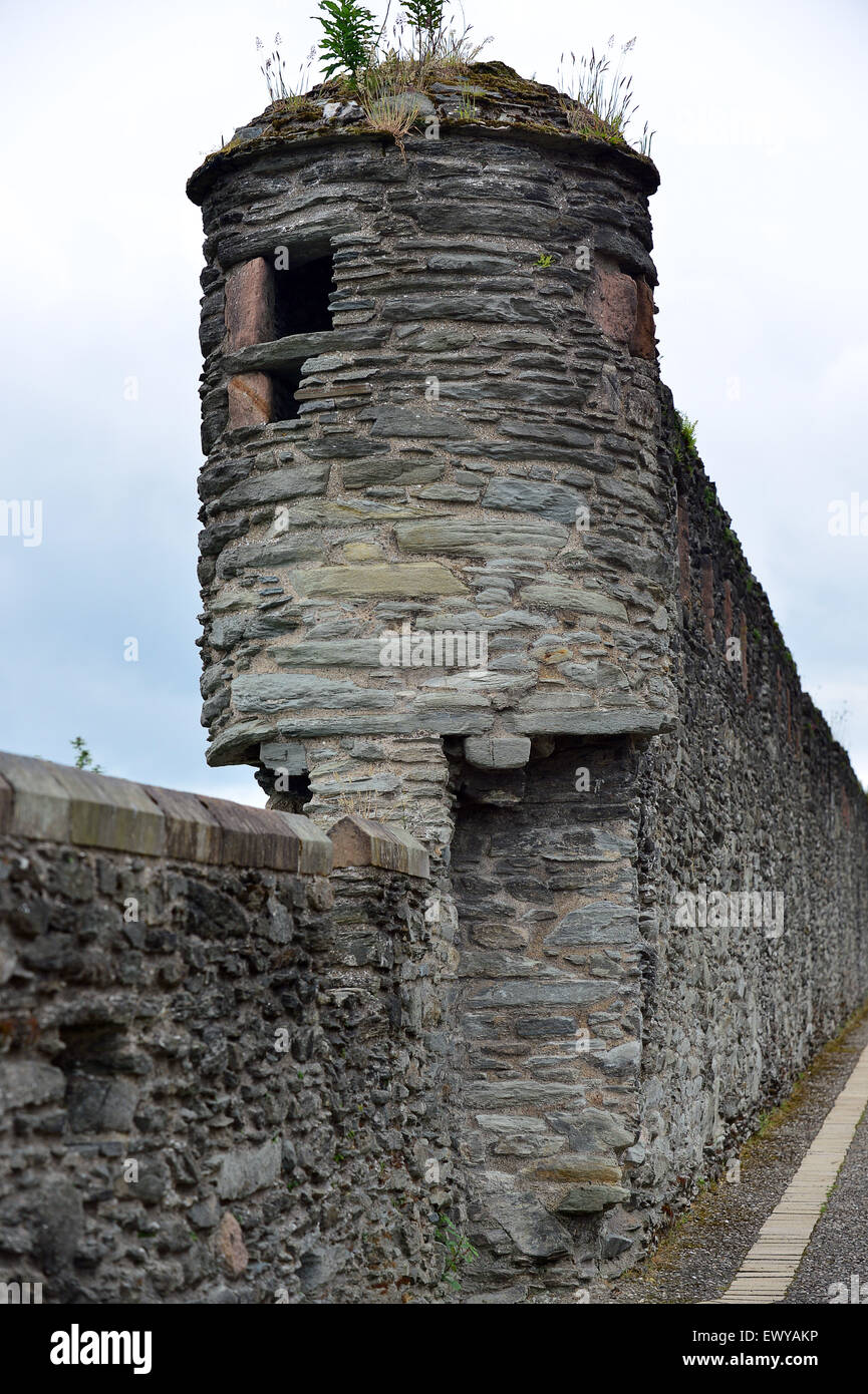 A turret on the 17th century Derry Walls, Londonderry, Northern Ireland ...