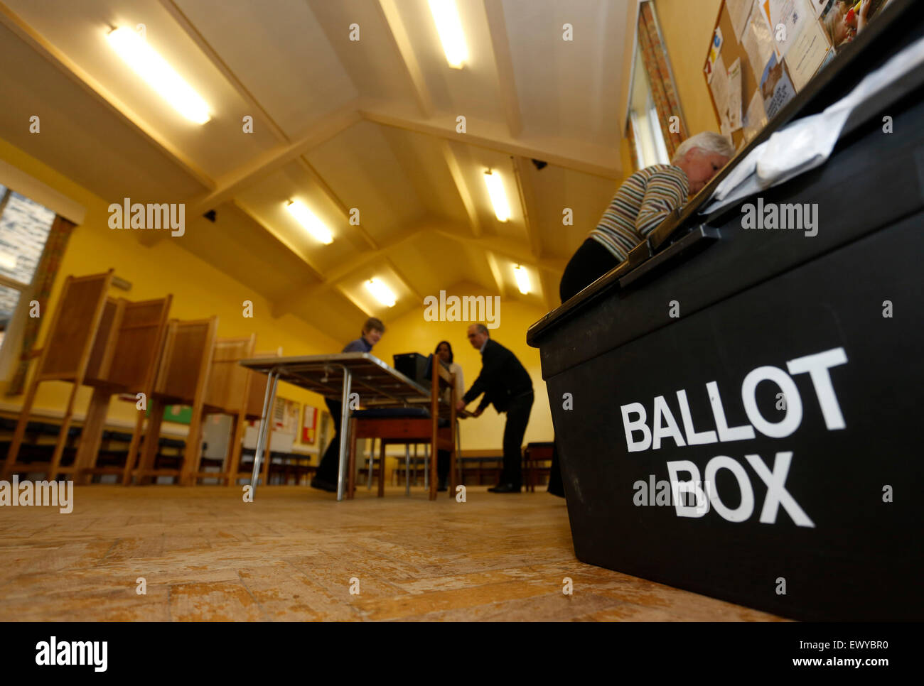 Volunteers setting up a polling station in the Bradford West ...