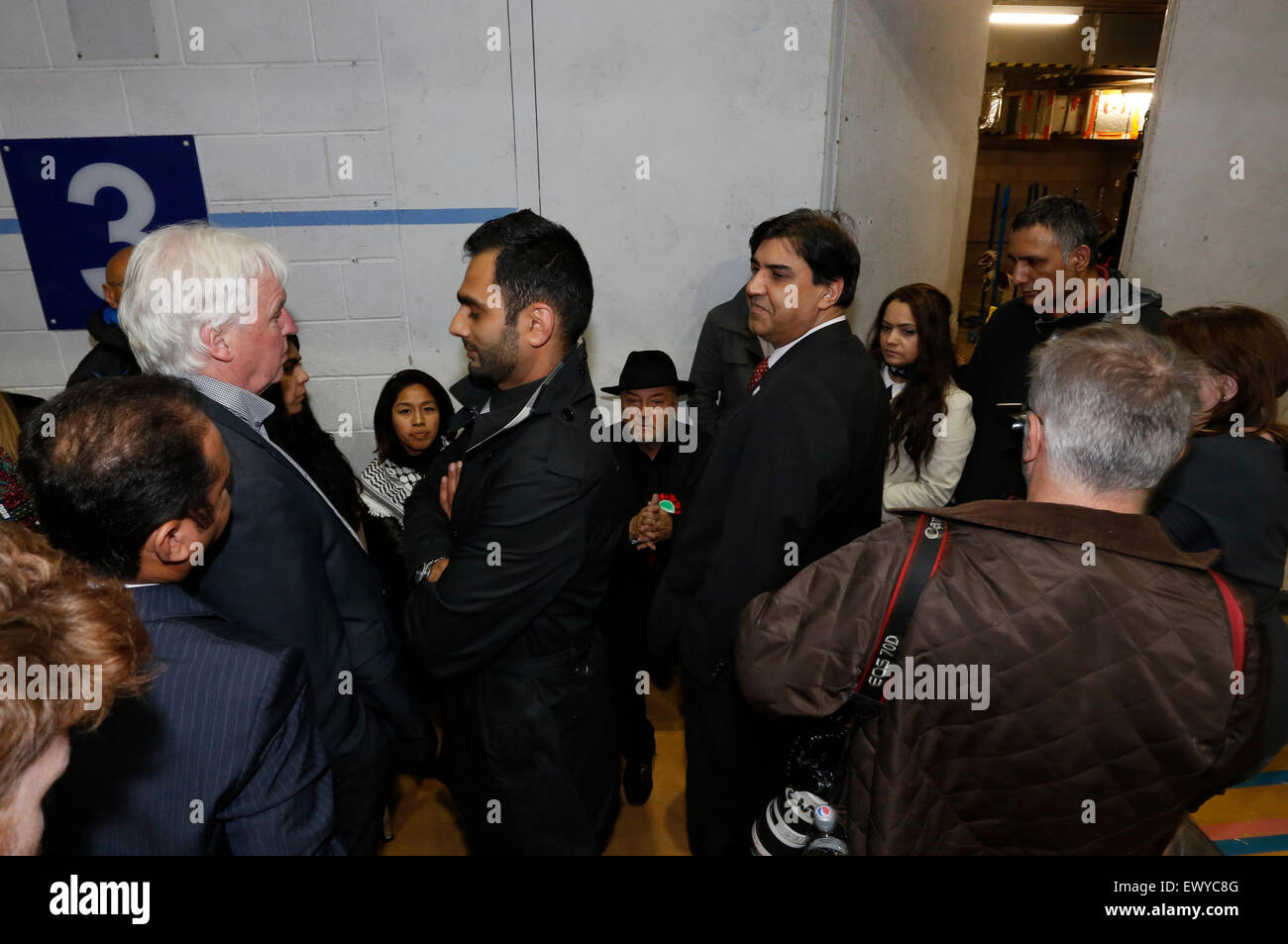 Respect Party candidate George Galloway arriving at the count for the ...