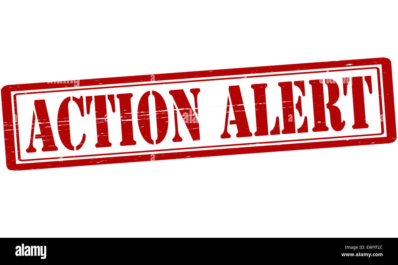 Stamp with text action alert inside, illustration Stock Photo - Alamy