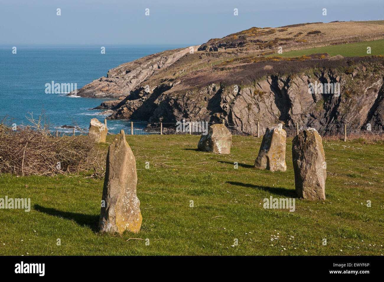 Stone circle west of Trefin on Pembrokeshire Coast Path, South West ...