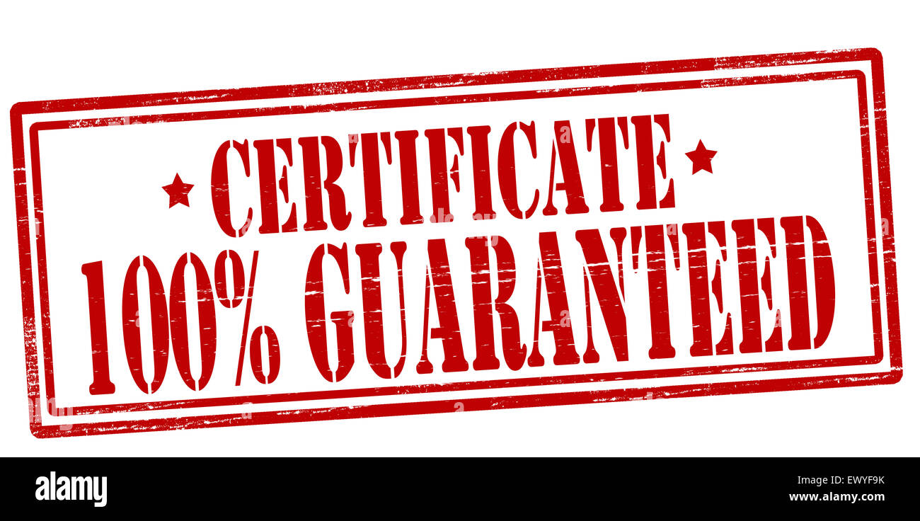 Stamp with text certificate guaranteed inside, illustration Stock Photo ...