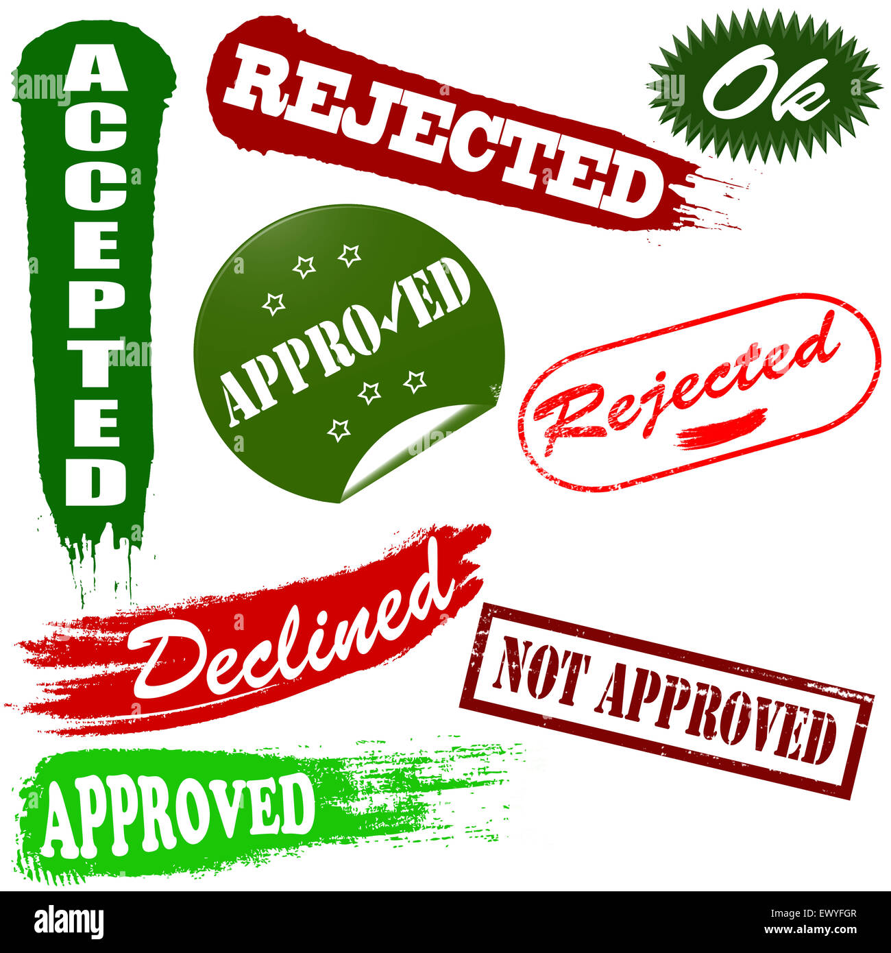 Set of stamps with different words inside, illustration Stock Photo - Alamy