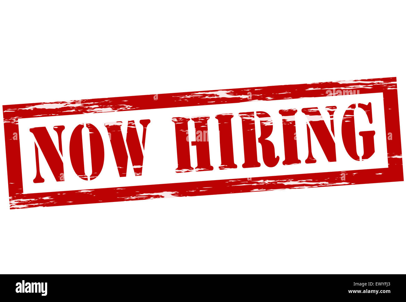 Stamp with text now hiring inside, illustration Stock Photo - Alamy