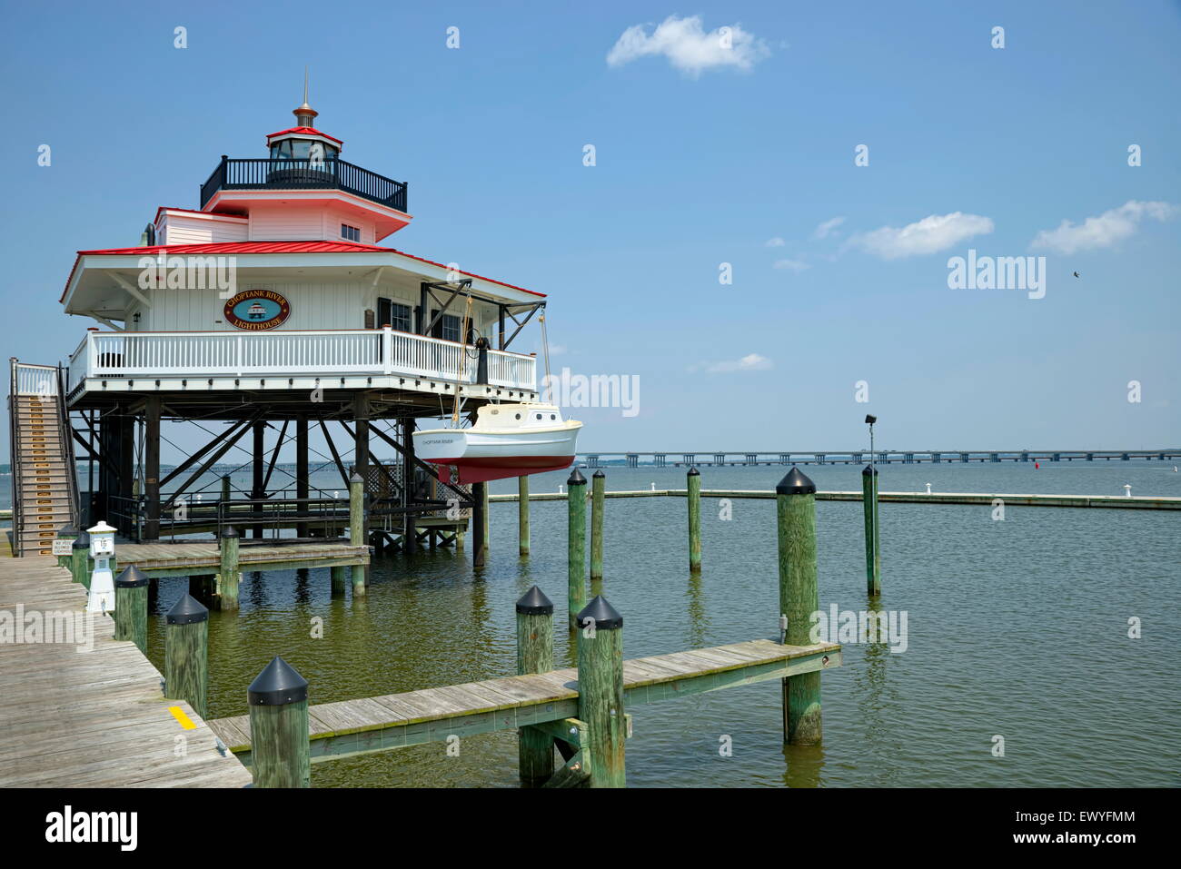 Choptank River Lighthouse is located on Long Wharf in Cambridge, MD USA ...