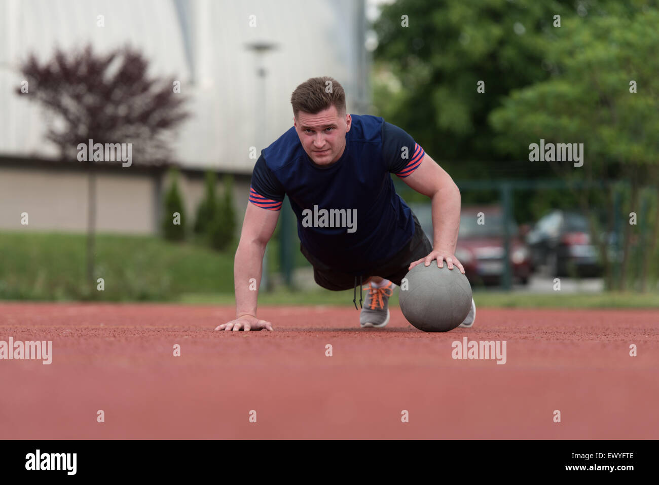 Woman exercise ball push ups hi-res stock photography and images - Alamy