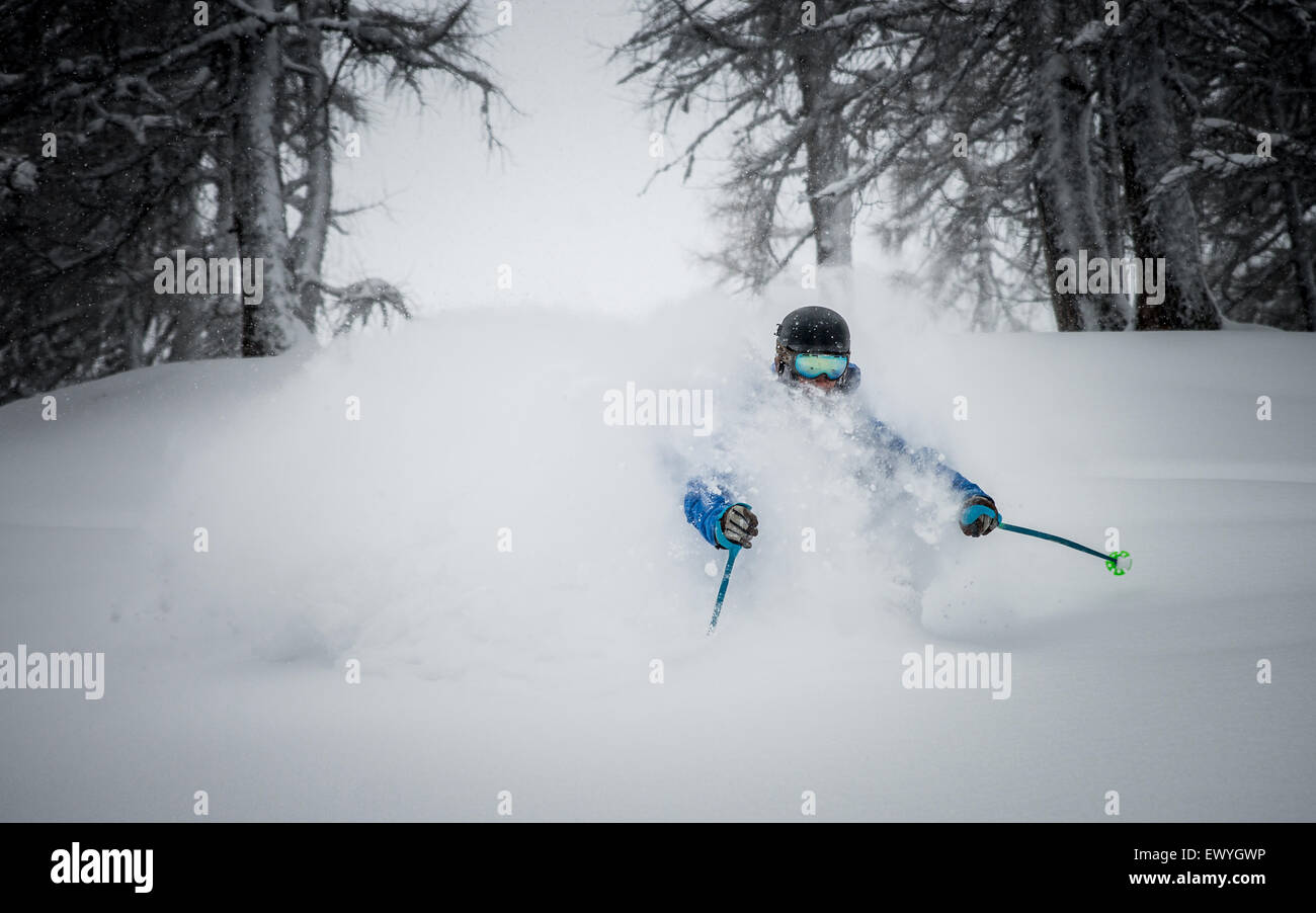 Man powder skiing in alps hi-res stock photography and images - Alamy