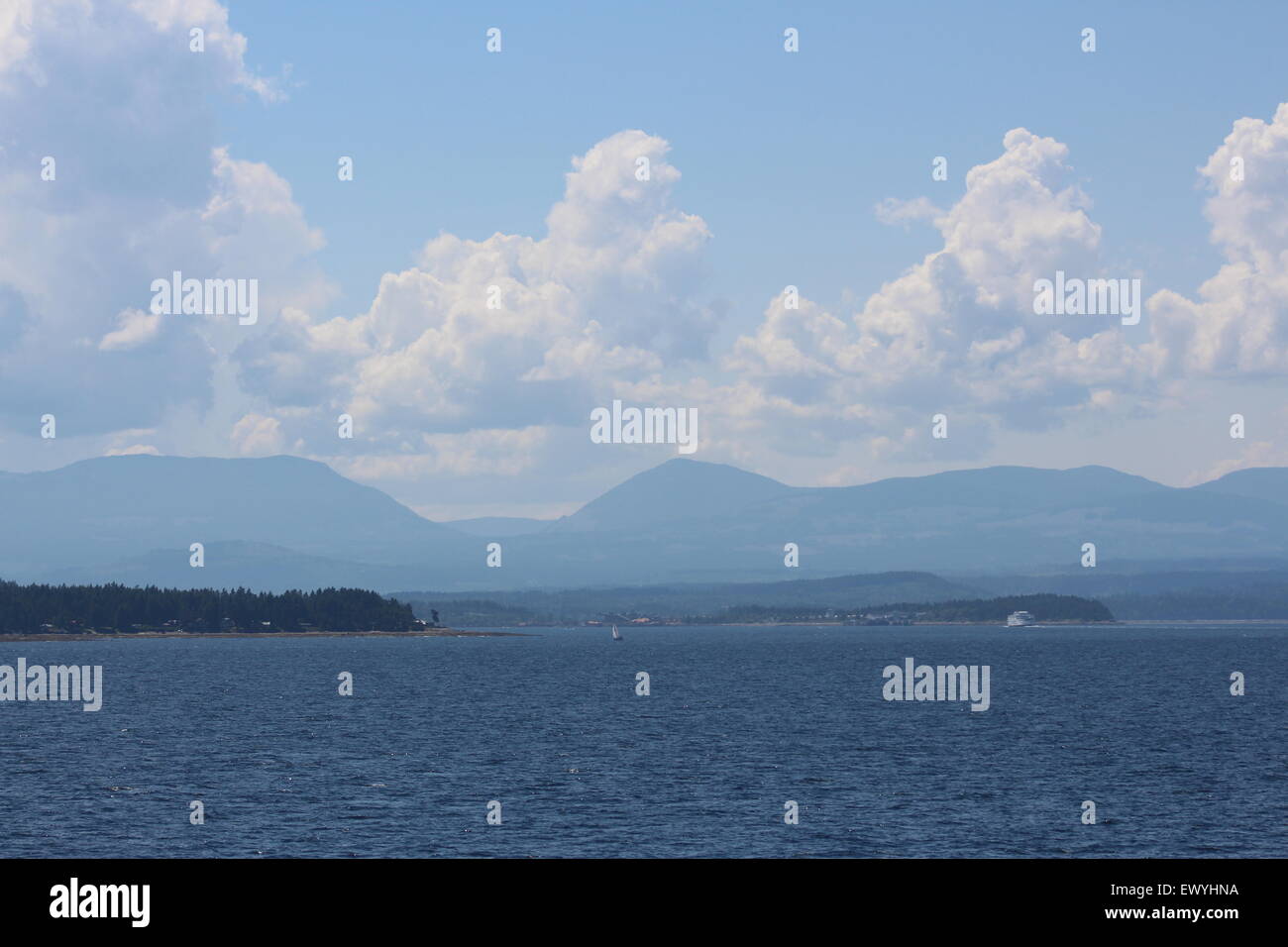 Canadian Coastline blue water and mountain coastline. Beautiful scenery ...