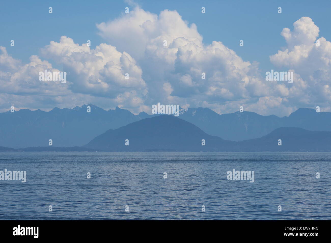 Canadian Coastline blue water and mountain coastline. Beautiful scenery ...