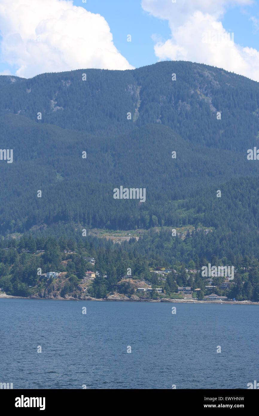 Canadian Coastline blue water and mountain coastline. Beautiful scenery ...