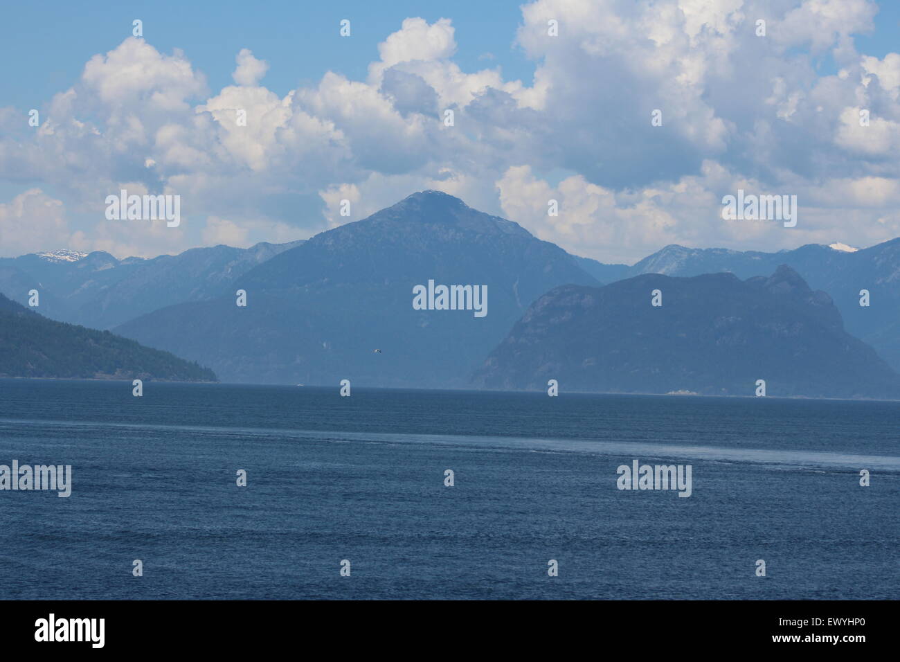 Canadian Coastline blue water and mountain coastline. Beautiful scenery ...