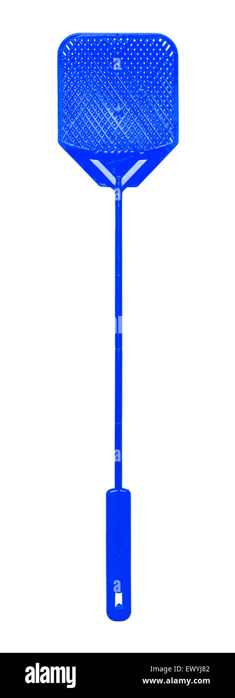 New Blue Plastic Fly Swatter Isolated on White Background Stock Photo ...
