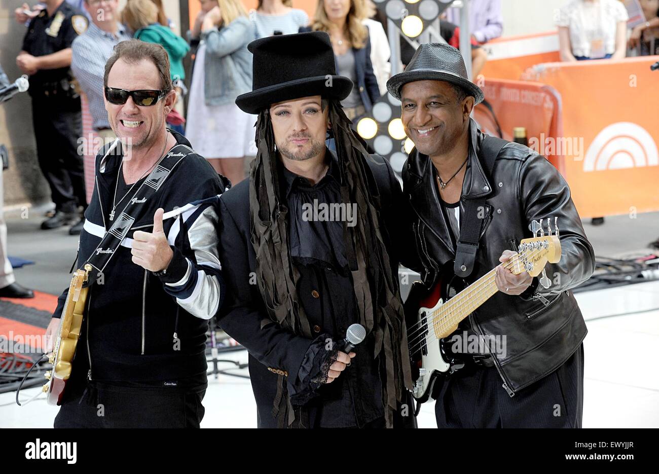 New York, NY, USA. 2nd July, 2015. Roy Hay, Boy George, Mikey Craig on ...