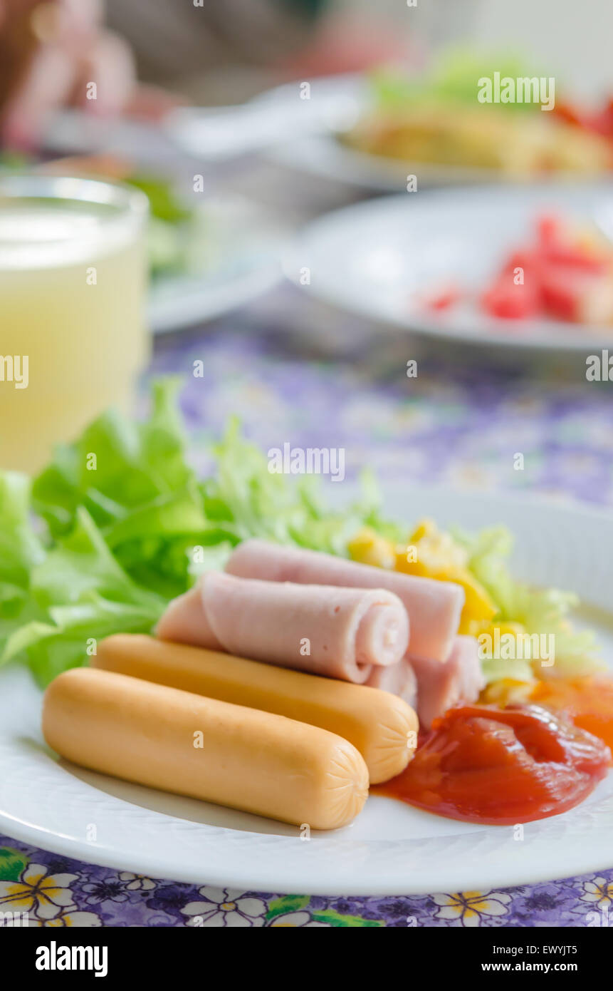 fresh food for morning , big breakfast on dish Stock Photo - Alamy